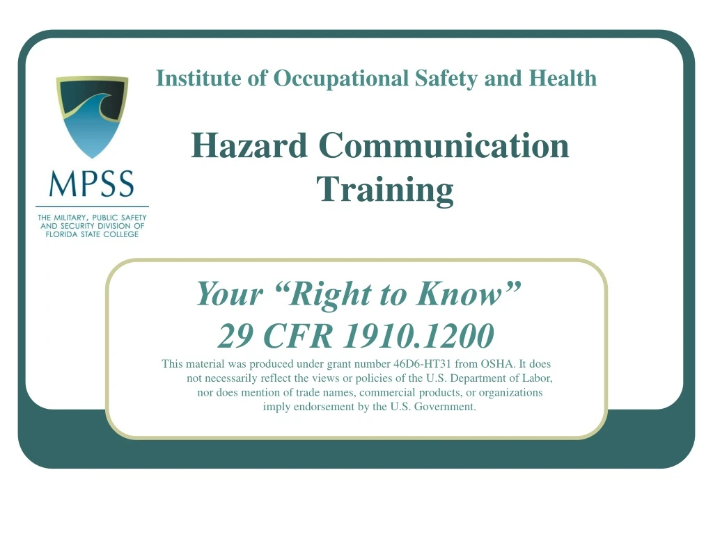 PPT - Hazard Communication Training PowerPoint Presentation, free ...