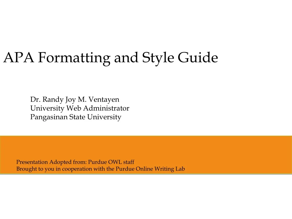 PPT - APA Formatting and Style Guide PowerPoint Presentation, free ...