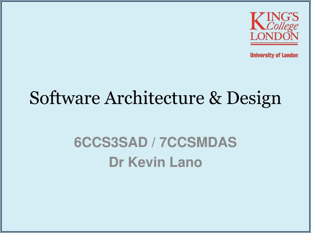 PPT - Software Architecture & Design PowerPoint Presentation, free ...