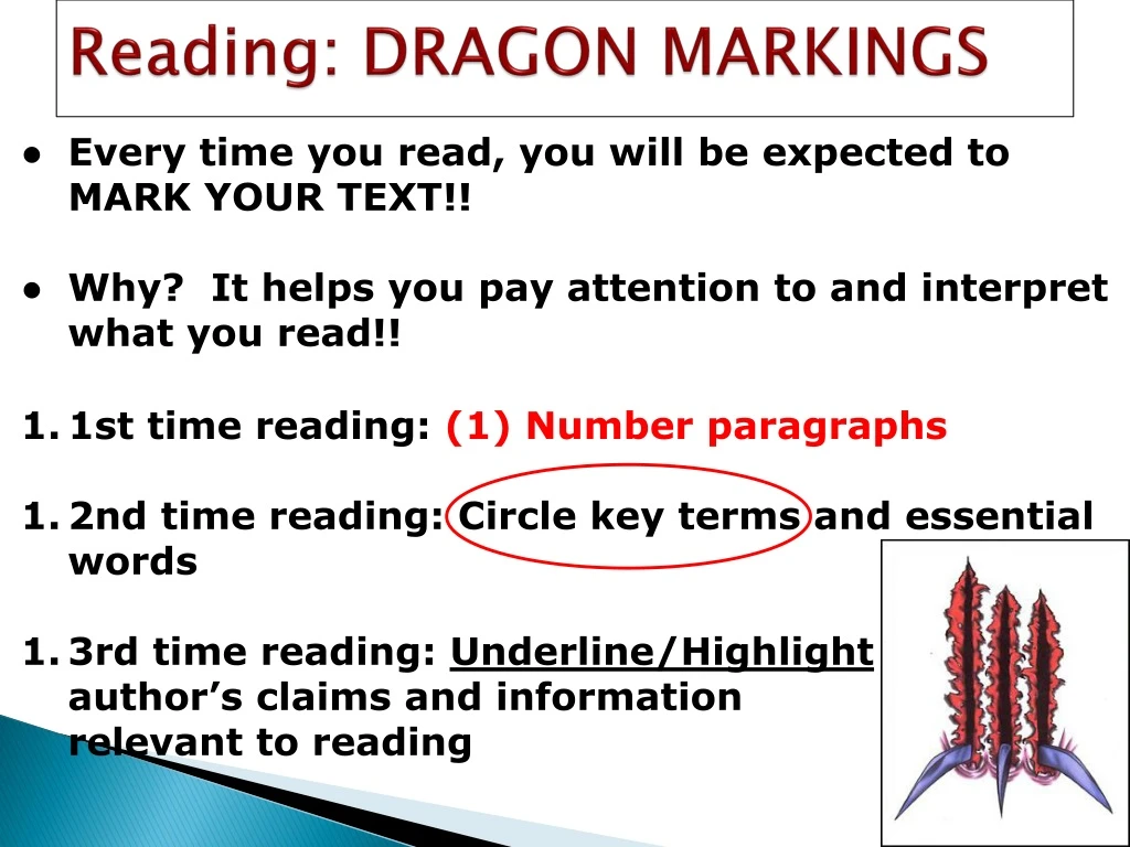PPT - Reading: DRAGON MARKINGS PowerPoint Presentation, free download ...