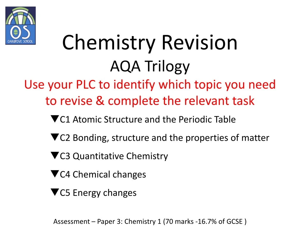 PPT - C1 Atomic Structure and the Periodic Table C2 Bonding , structure ...