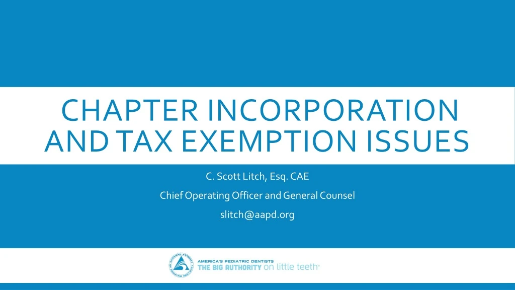 PPT - Chapter Incorporation and Tax Exemption Issues PowerPoint ...