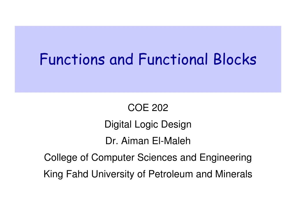 PPT - Functions and Functional Blocks PowerPoint Presentation, free ...
