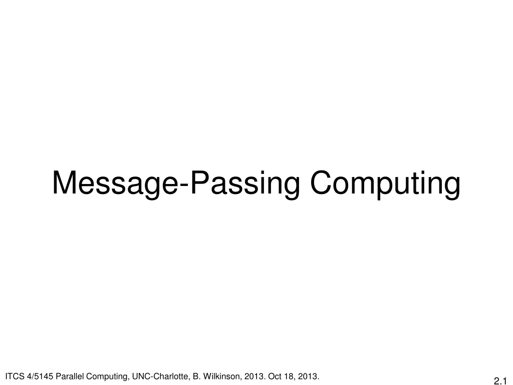 Ppt Message Passing Computing Powerpoint Presentation Free Download
