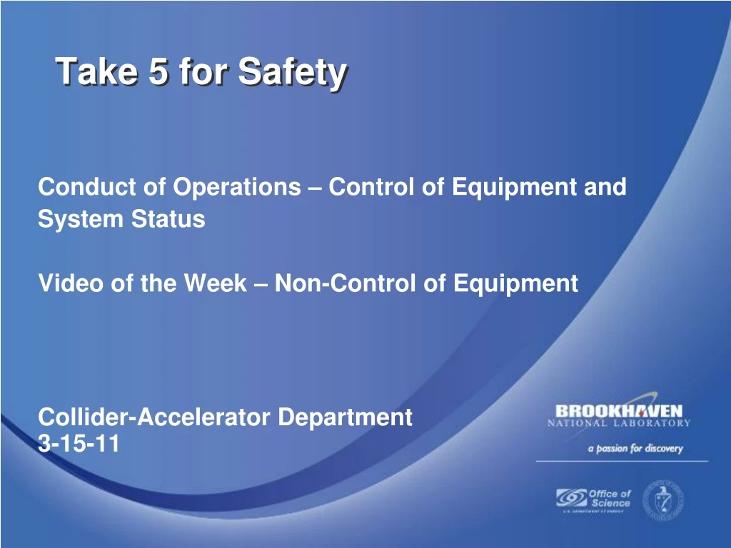 PPT - Take 5 for Safety PowerPoint Presentation, free download - ID:8862009
