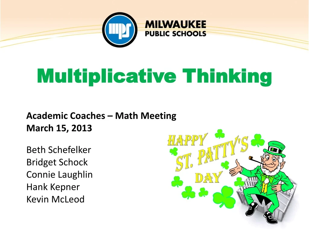 PPT - Multiplicative Thinking PowerPoint Presentation, free download ...