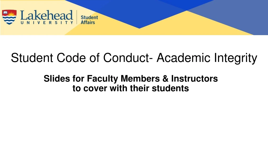 PPT - Student Code of Conduct- Academic Integrity PowerPoint ...