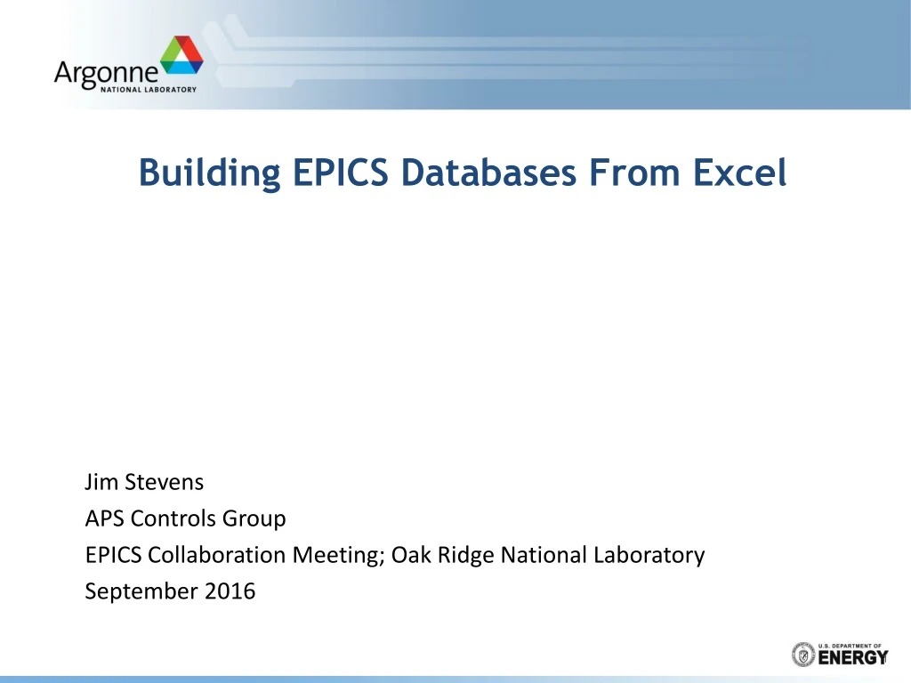 PPT - Building EPICS Databases From Excel PowerPoint Presentation, free ...