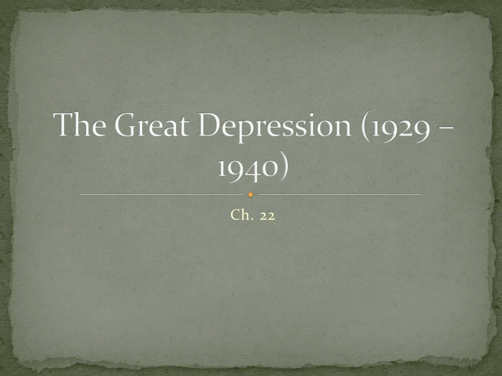 PPT - The Great Depression (1929 – 1940) PowerPoint Presentation, free ...
