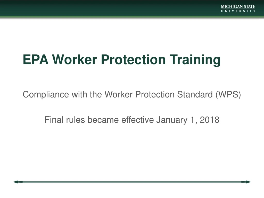 PPT - EPA Worker Protection Training PowerPoint Presentation, free ...