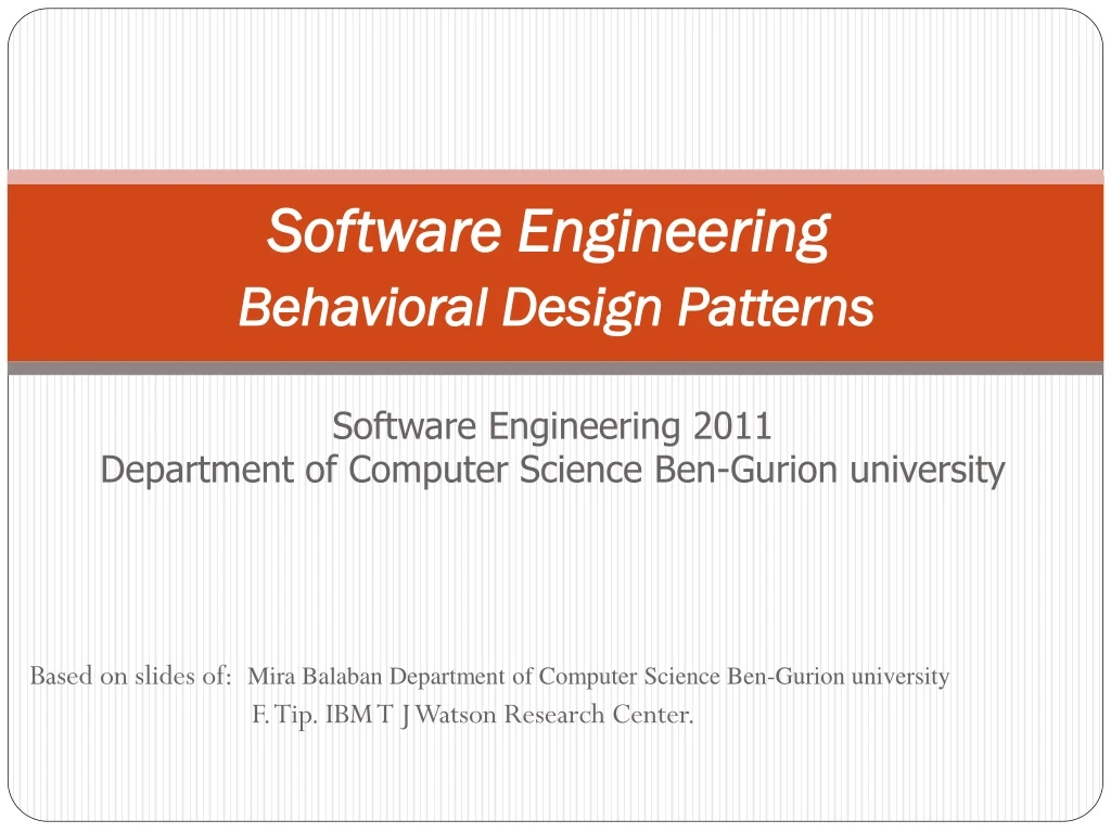 PPT - Software Engineering Behavioral Design Patterns PowerPoint ...