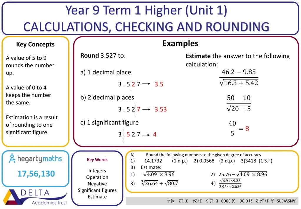 PPT - Year 9 Term 1 Higher (Unit 1 ) CALCULATIONS, CHECKING AND ...