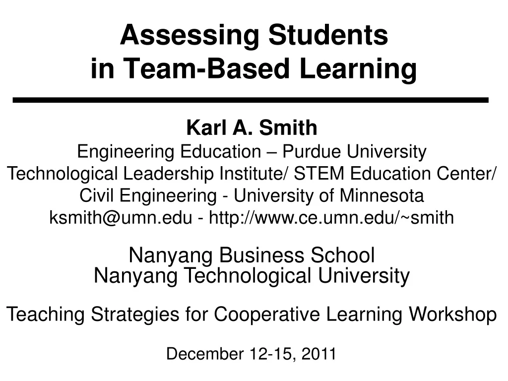 PPT - Assessing Students in Team-Based Learning PowerPoint Presentation ...