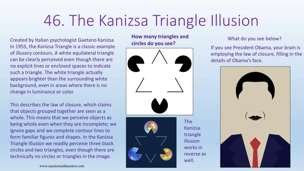 PPT - 46. The Kanizsa Triangle Illusion PowerPoint Presentation, free ...