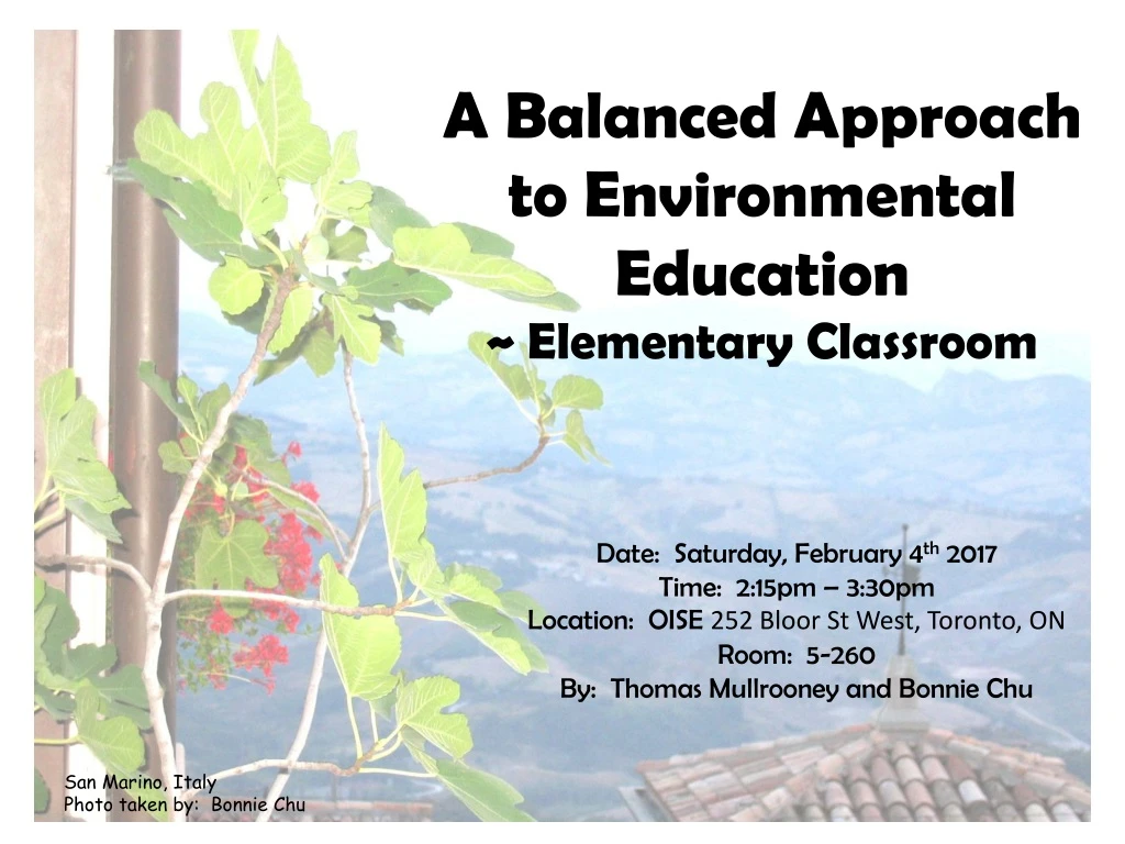 PPT - A Balanced Approach to Environmental Education ~ Elementary ...