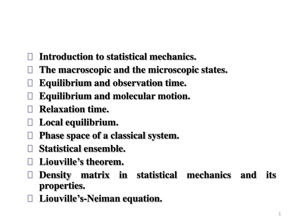 PPT - Introduction to statistical mechanics. The macroscopic and the ...