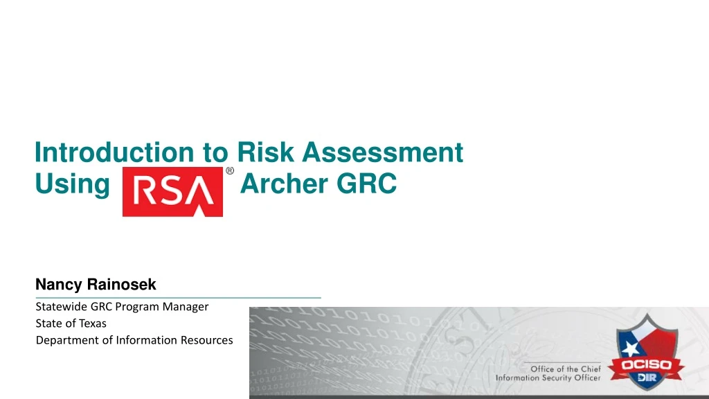 PPT - Introduction to Risk Assessment Using Archer GRC PowerPoint ...