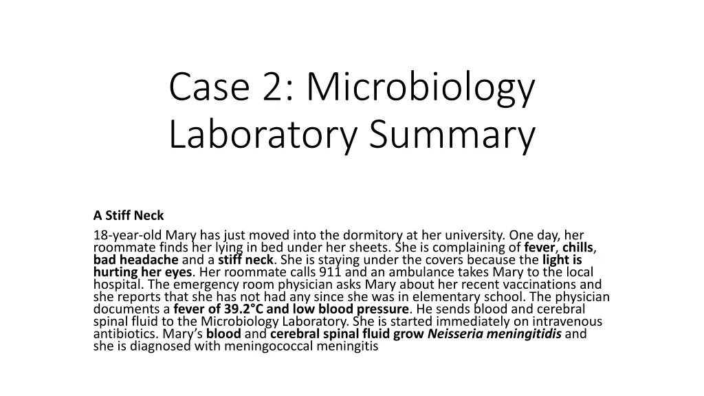 PPT - Case 2: Microbiology Laboratory Summary PowerPoint Presentation ...