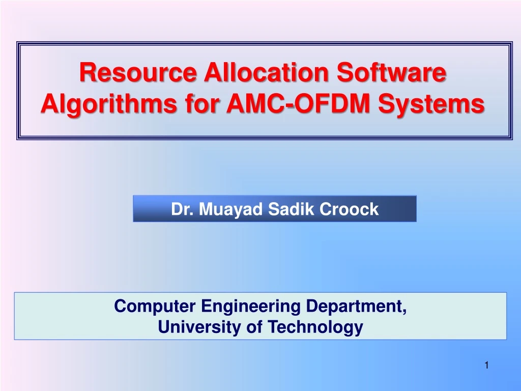 PPT - Resource Allocation Software Algorithms for AMC-OFDM Systems PowerPoint Presentation - ID ...