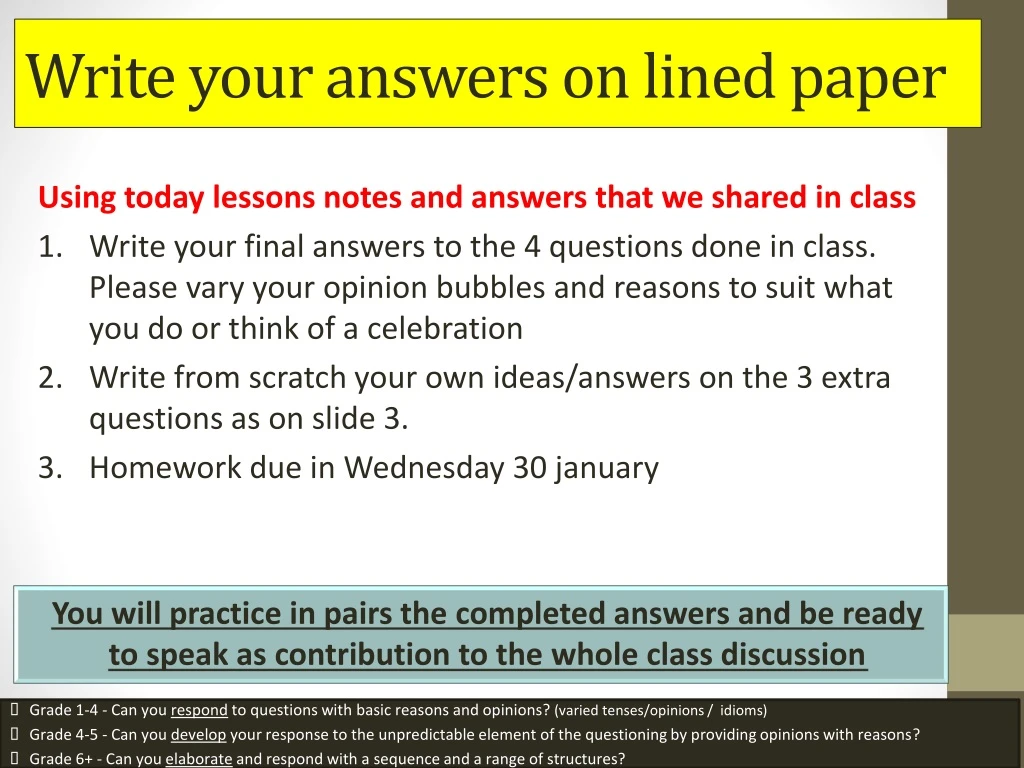 PPT - Write your answers on lined paper PowerPoint Presentation, free ...