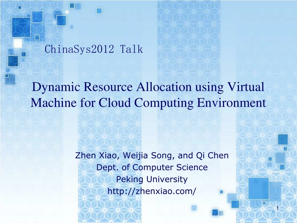 PPT - Dynamic Resource Allocation u sing Virtual Machine for Cloud Computing Environment ...