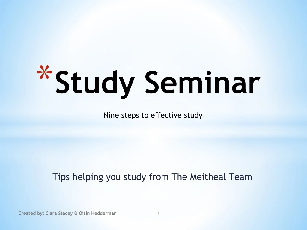 PPT - Study Seminar PowerPoint Presentation, free download - ID:8886916