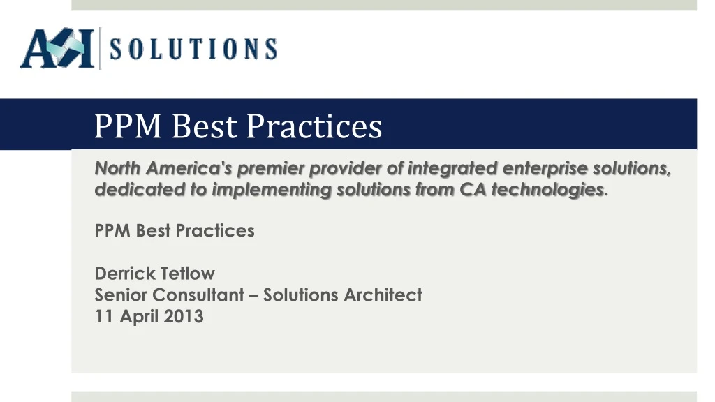 PPT - PPM Best Practices PowerPoint Presentation, free download - ID ...