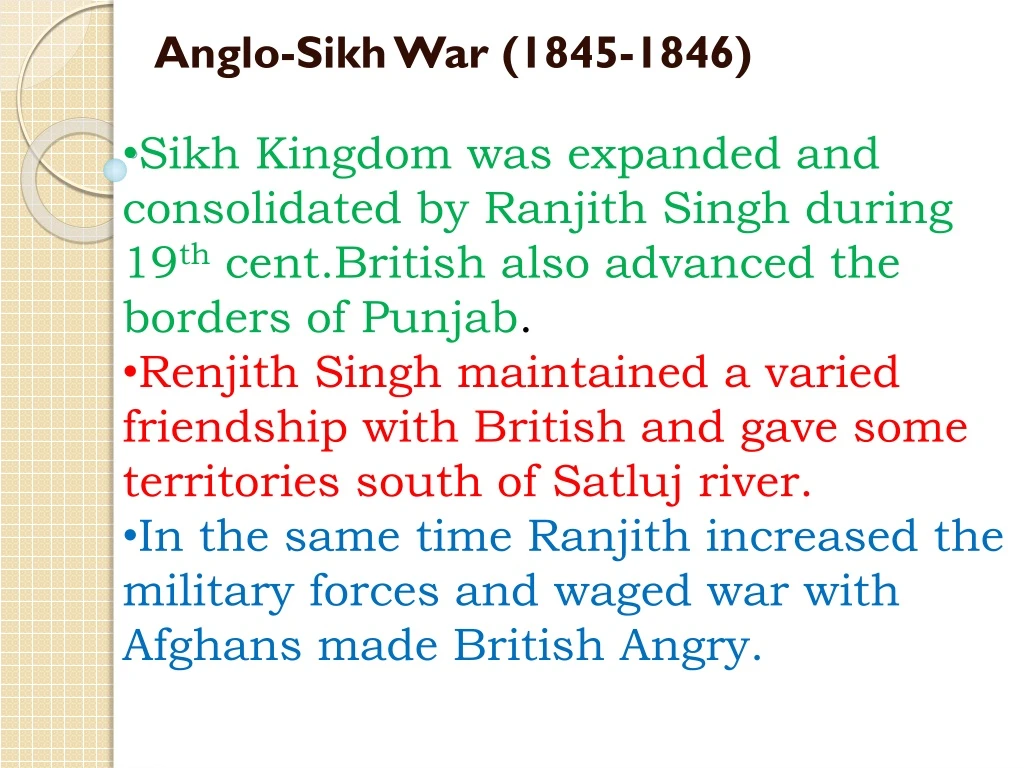 PPT - Anglo-Sikh War (1845-1846) PowerPoint Presentation, free download ...