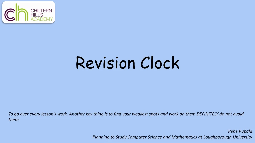 PPT - Revision Clock PowerPoint Presentation, free download - ID:8895641