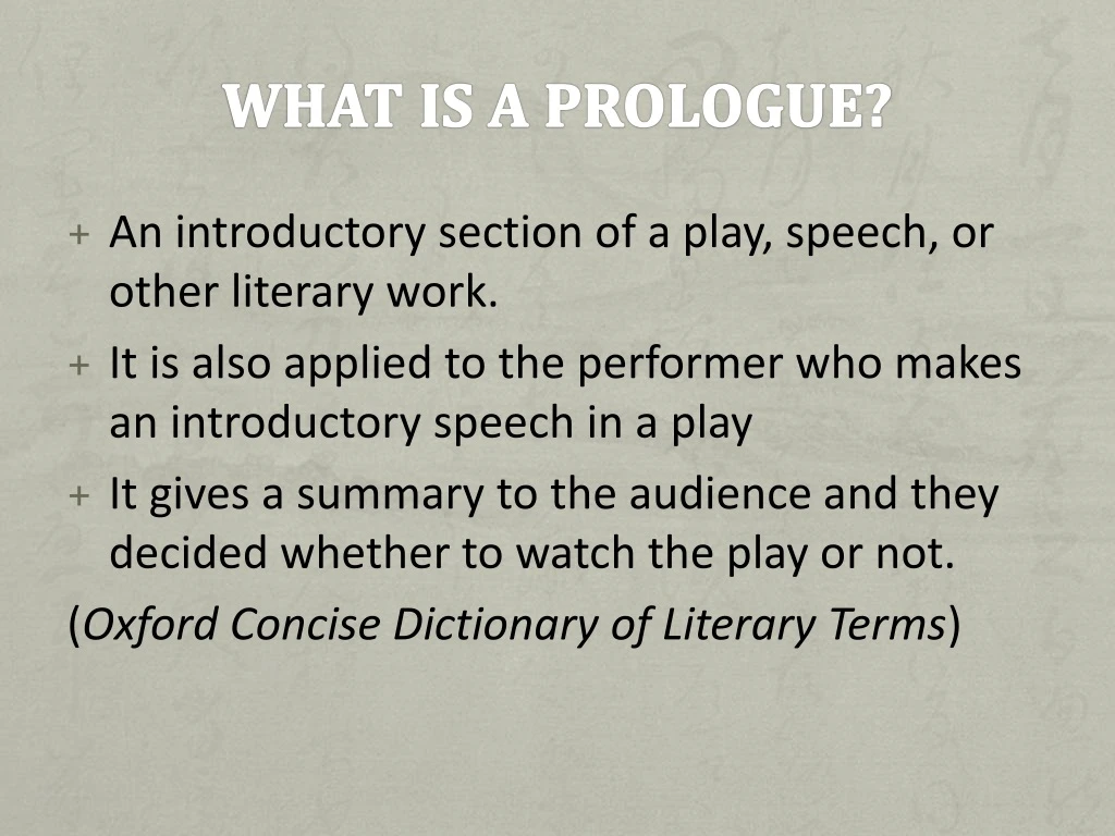 PPT - What is a prologue? PowerPoint Presentation, free download - ID ...