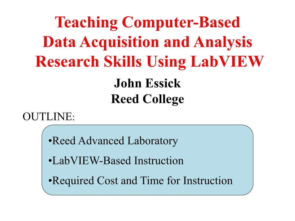 PPT - Teaching Computer-Based Data Acquisition and Analysis Research ...