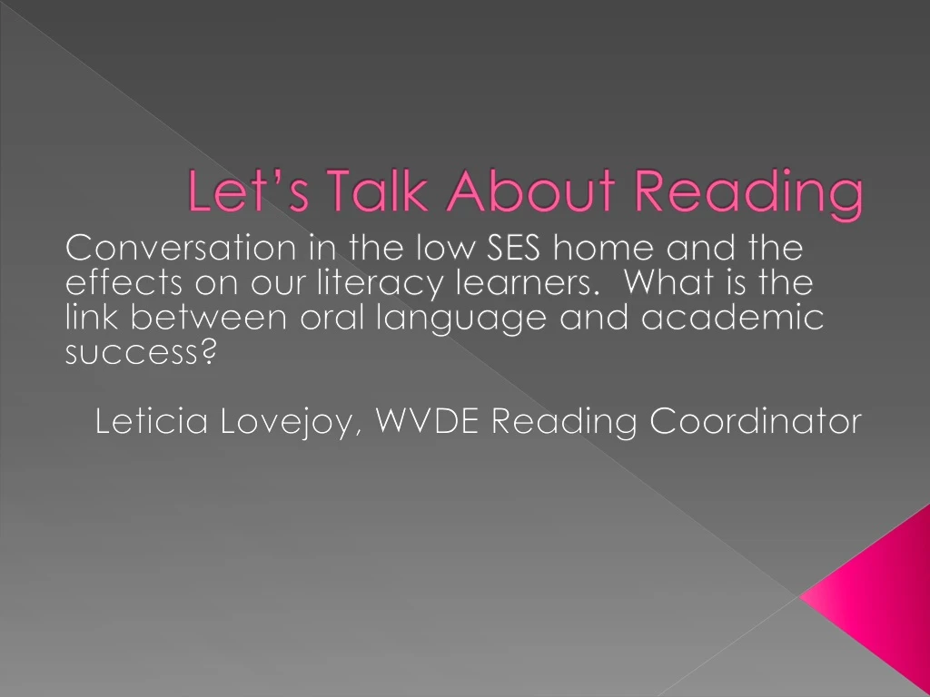 PPT - Let’s Talk About Reading PowerPoint Presentation, free download ...