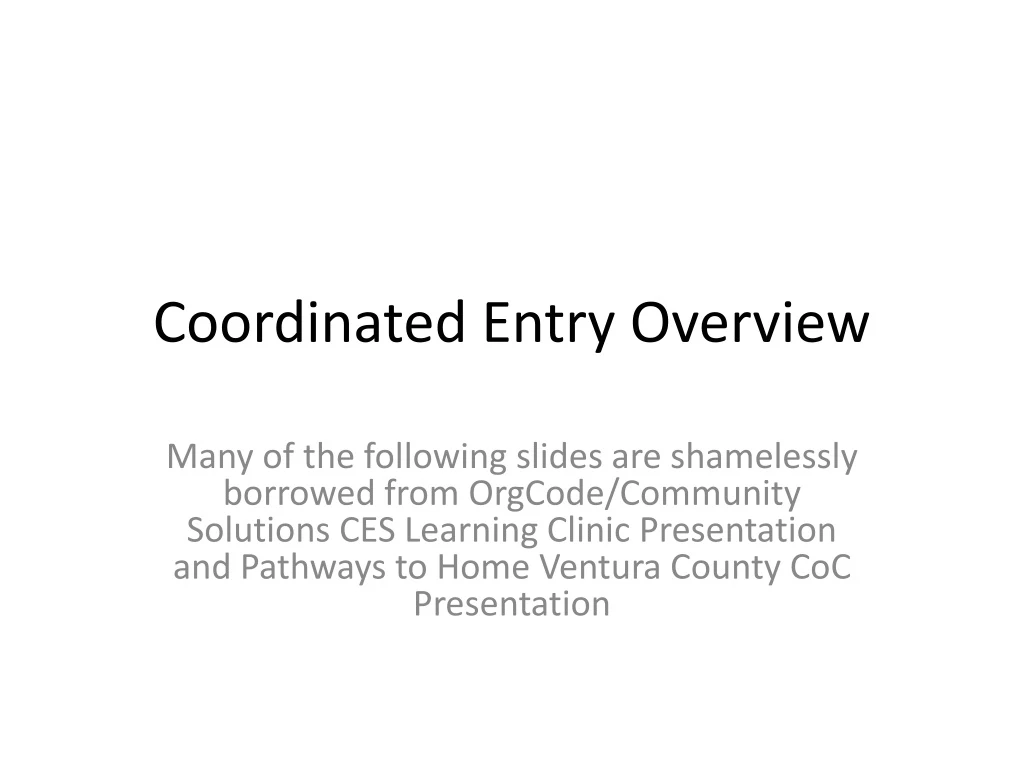 PPT - Coordinated Entry Overview PowerPoint Presentation, free download ...