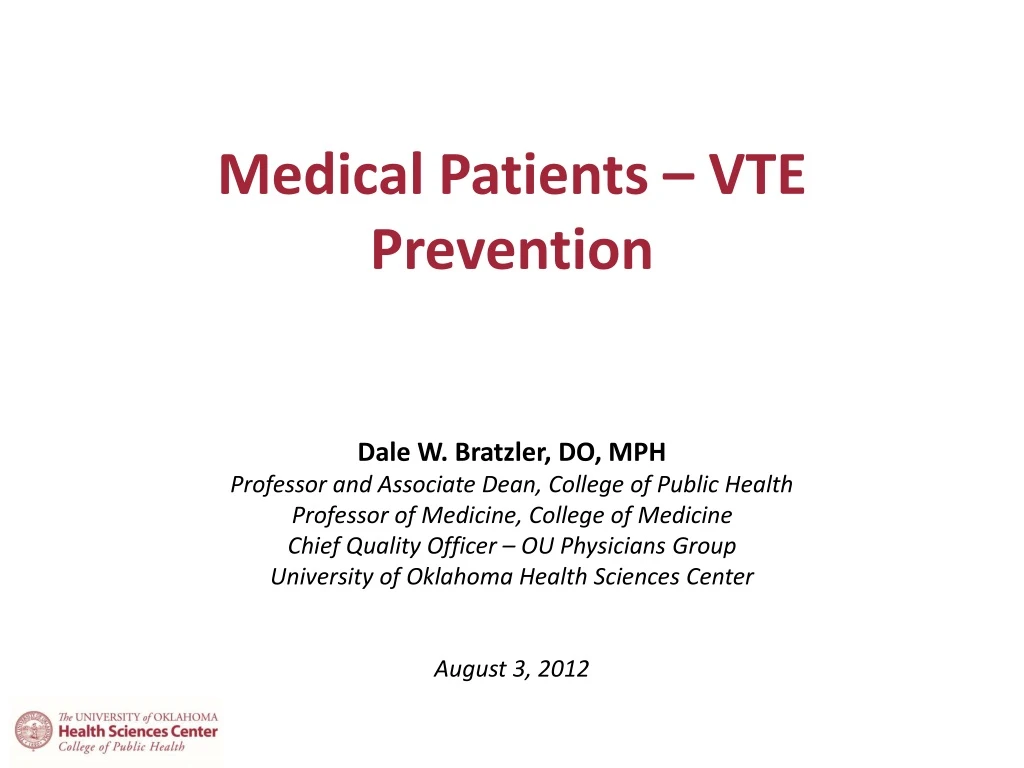 PPT - Medical Patients – VTE Prevention PowerPoint Presentation, free ...