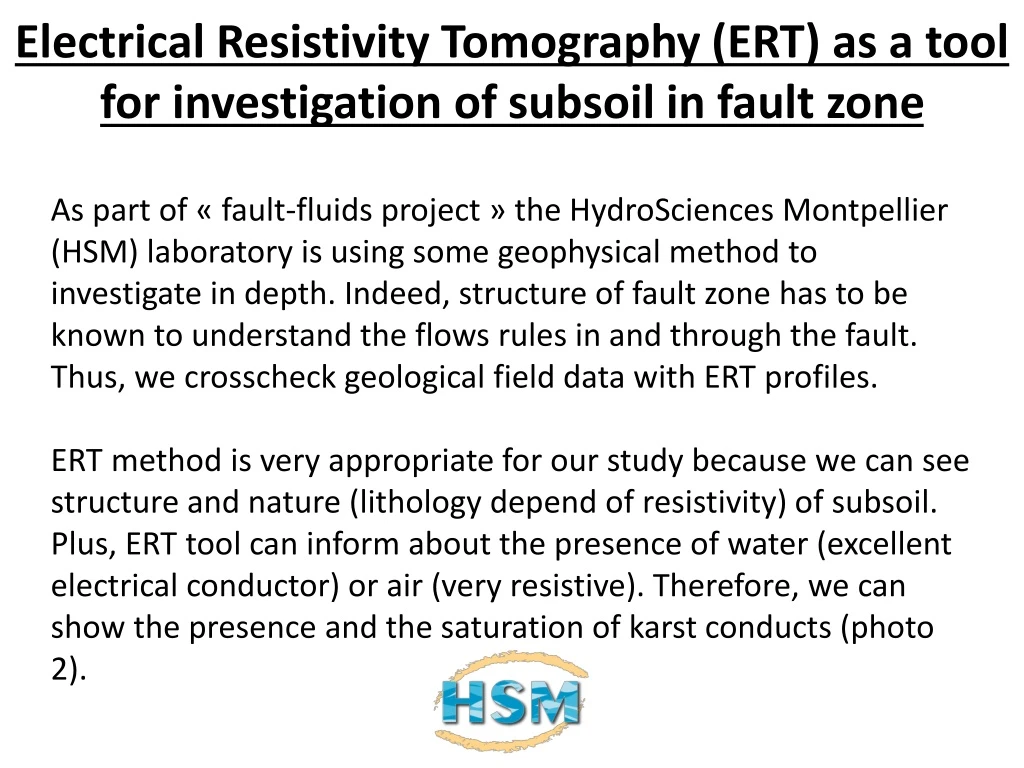 PPT - Electrical Resistivity Tomography (ERT) as a tool for ...