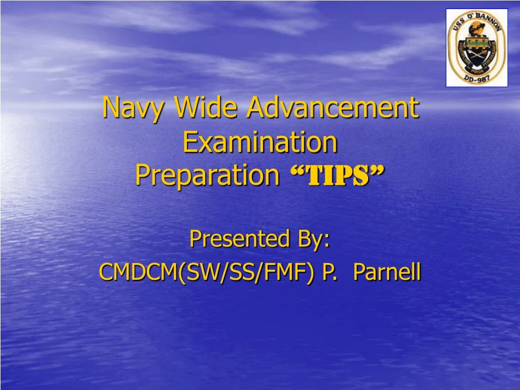 PPT - Navy Wide Advancement Examination Preparation “TIPS” PowerPoint ...