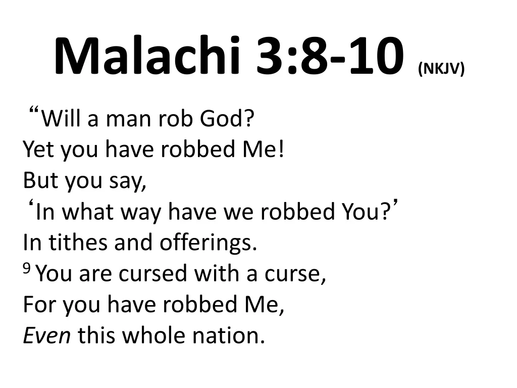 PPT - Malachi 3:8-10 (NKJV) PowerPoint Presentation, free download - ID ...