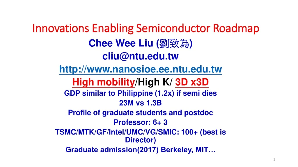 PPT - Innovations Enabling Semiconductor Roadmap PowerPoint ...