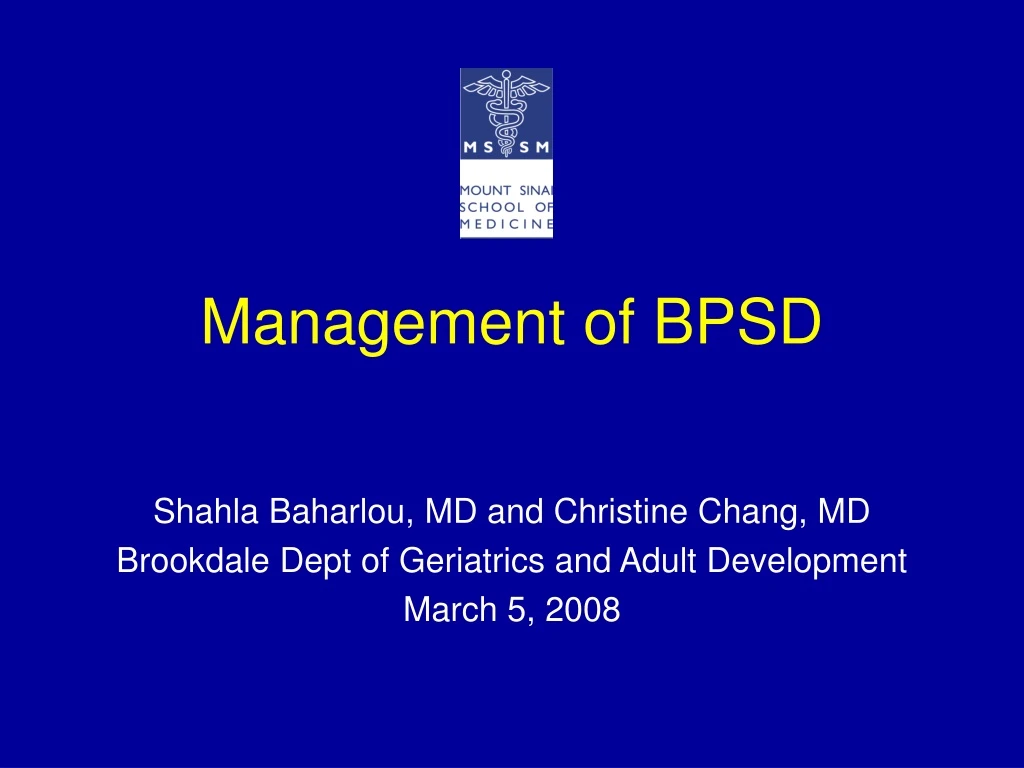 PPT - Management of BPSD PowerPoint Presentation, free download - ID ...