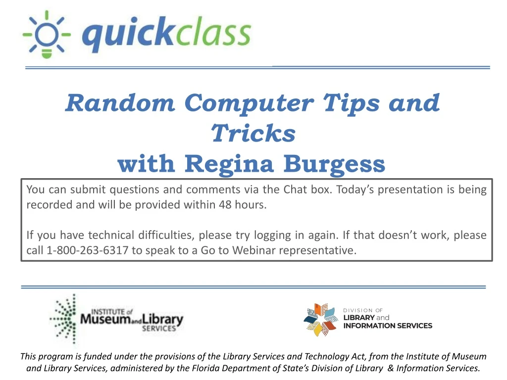 PPT - Random Computer Tips and Tricks with Regina Burgess PowerPoint ...