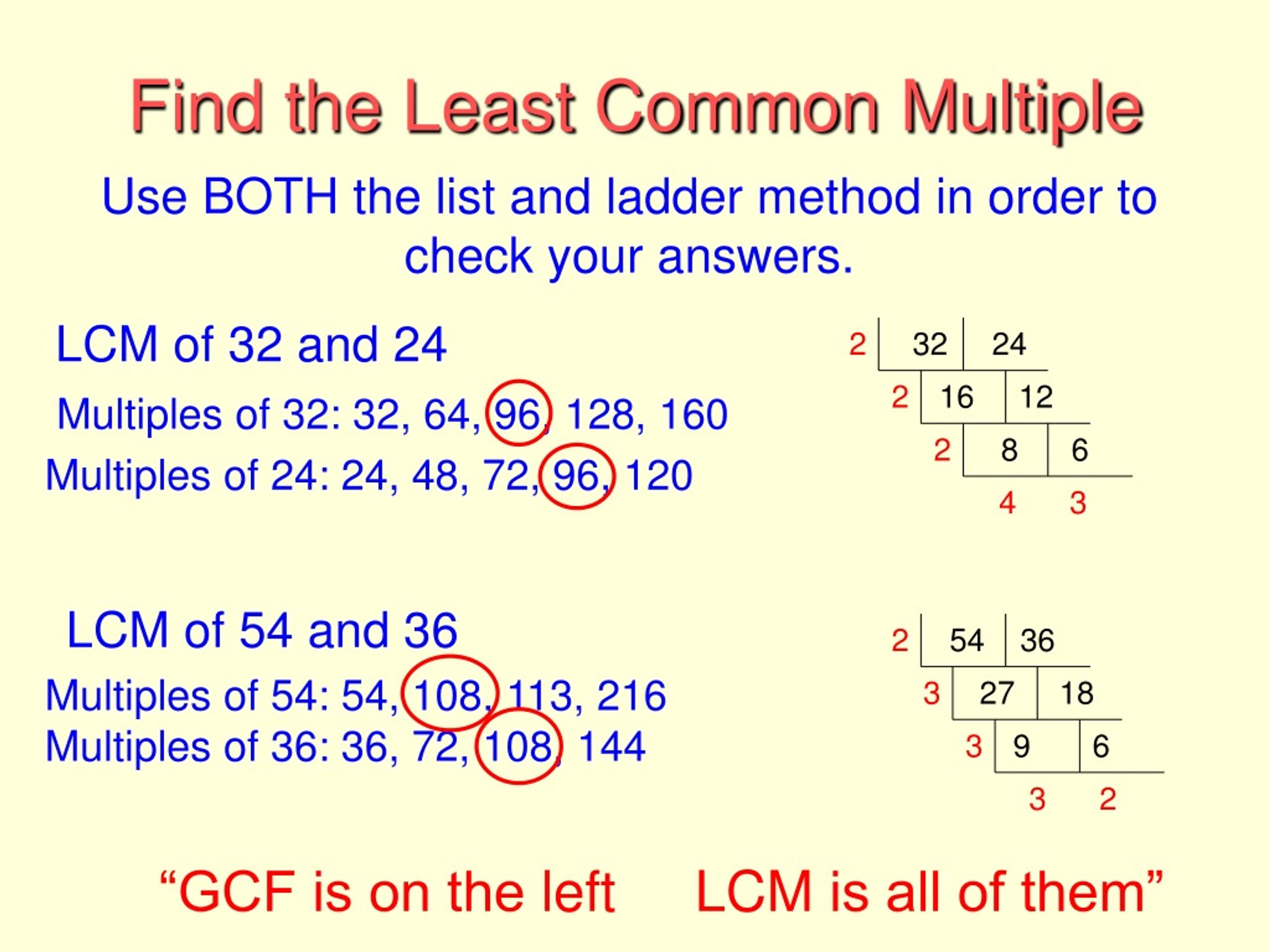 PPT Using The Ladder Method Find The GCF Of These Numbers