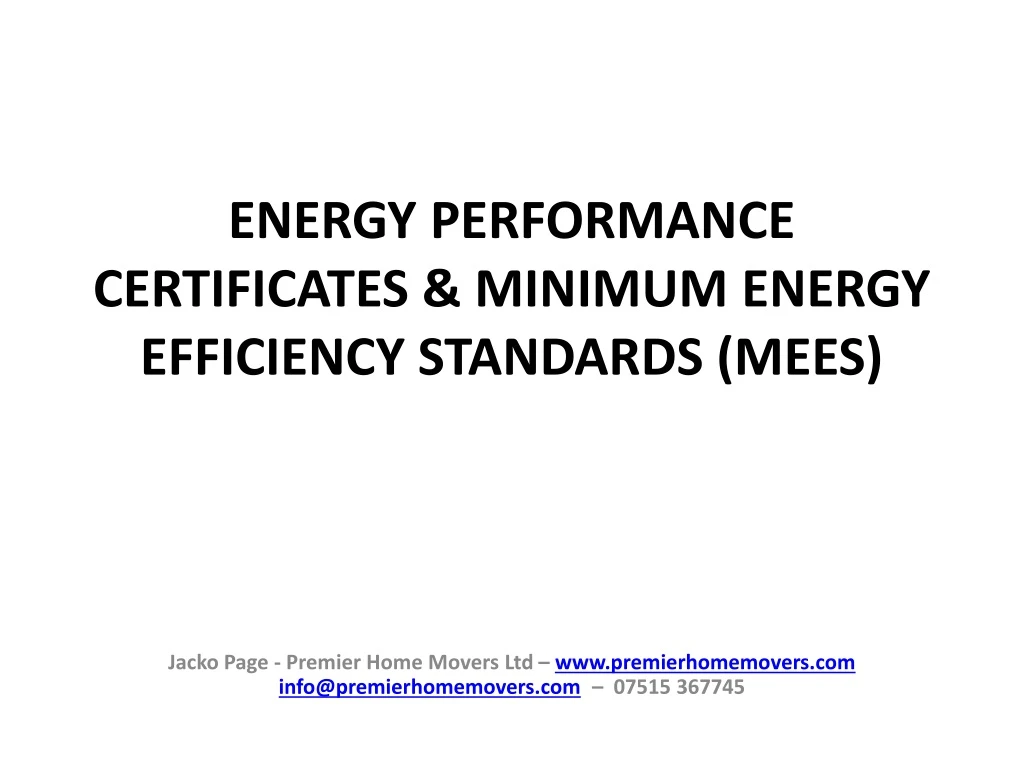PPT - ENERGY PERFORMANCE CERTIFICATES & MINIMUM ENERGY EFFICIENCY ...