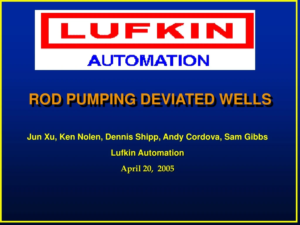 PPT - ROD PUMPING DEVIATED WELLS PowerPoint Presentation, free download ...