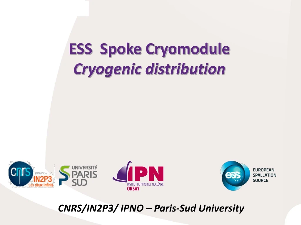 PPT - ESS Spoke Cryomodule Cryogenic distribution PowerPoint ...