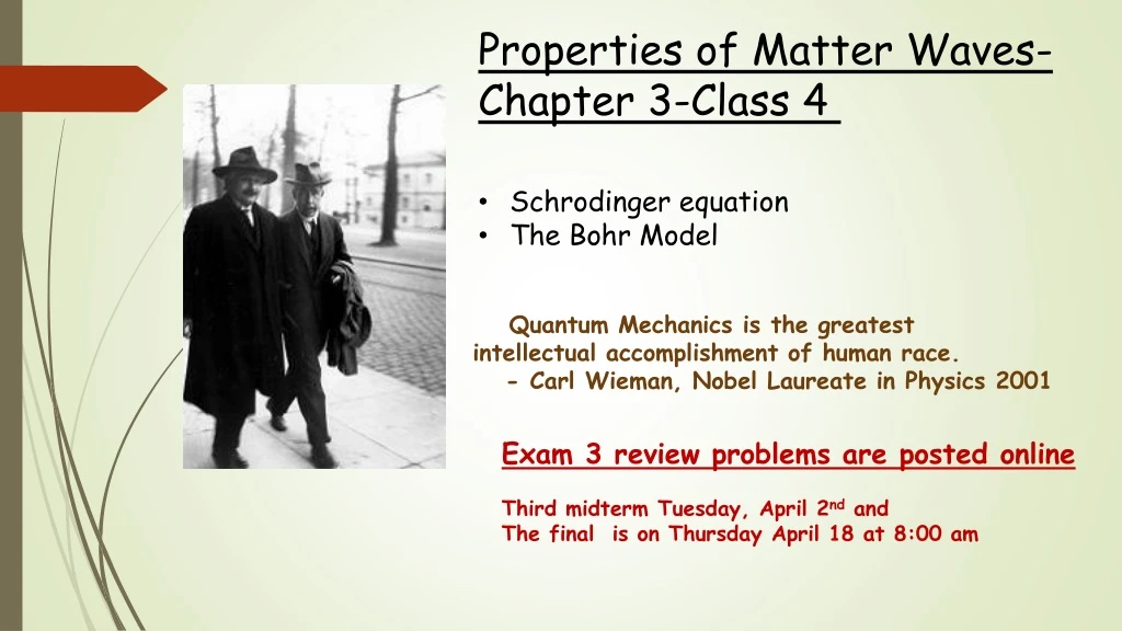 PPT - Properties of Matter Waves- Chapter 3-Class 4 PowerPoint ...