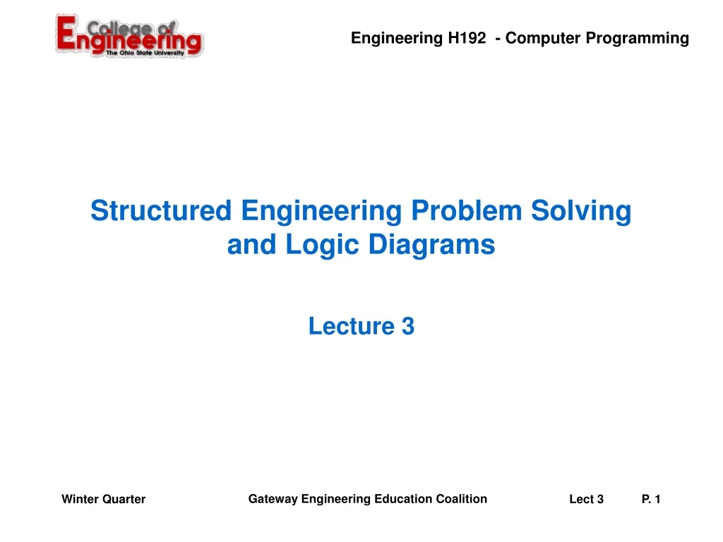 PPT - Structured Engineering Problem Solving and Logic Diagrams ...