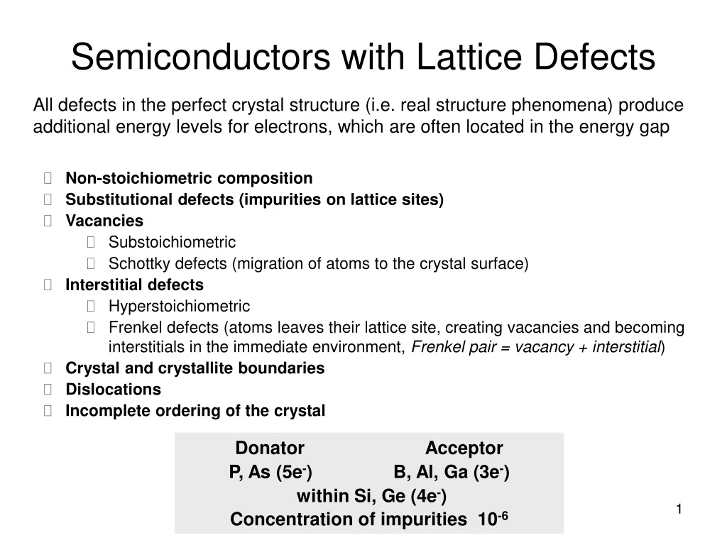 PPT - Semiconductors with Lattice Defects PowerPoint Presentation, free ...