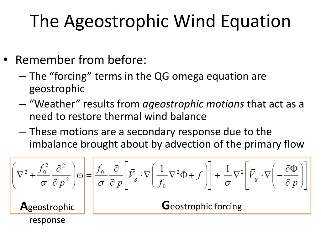 PPT - The Ageostrophic Wind Equation PowerPoint Presentation, free ...