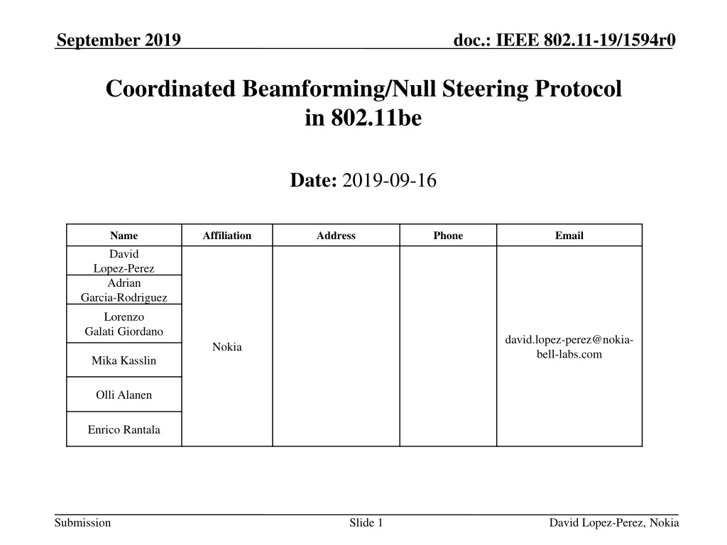 PPT - Coordinated Beamforming/Null Steering Protocol in 802.11be ...