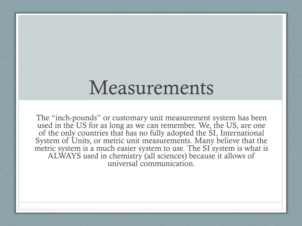 PPT - Measurements PowerPoint Presentation, free download - ID:8947877